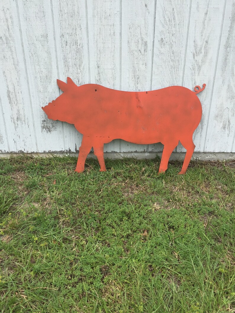 Metal Pig Large Pig Sign Bar B Que Sign Farmhouse Decor - Etsy
