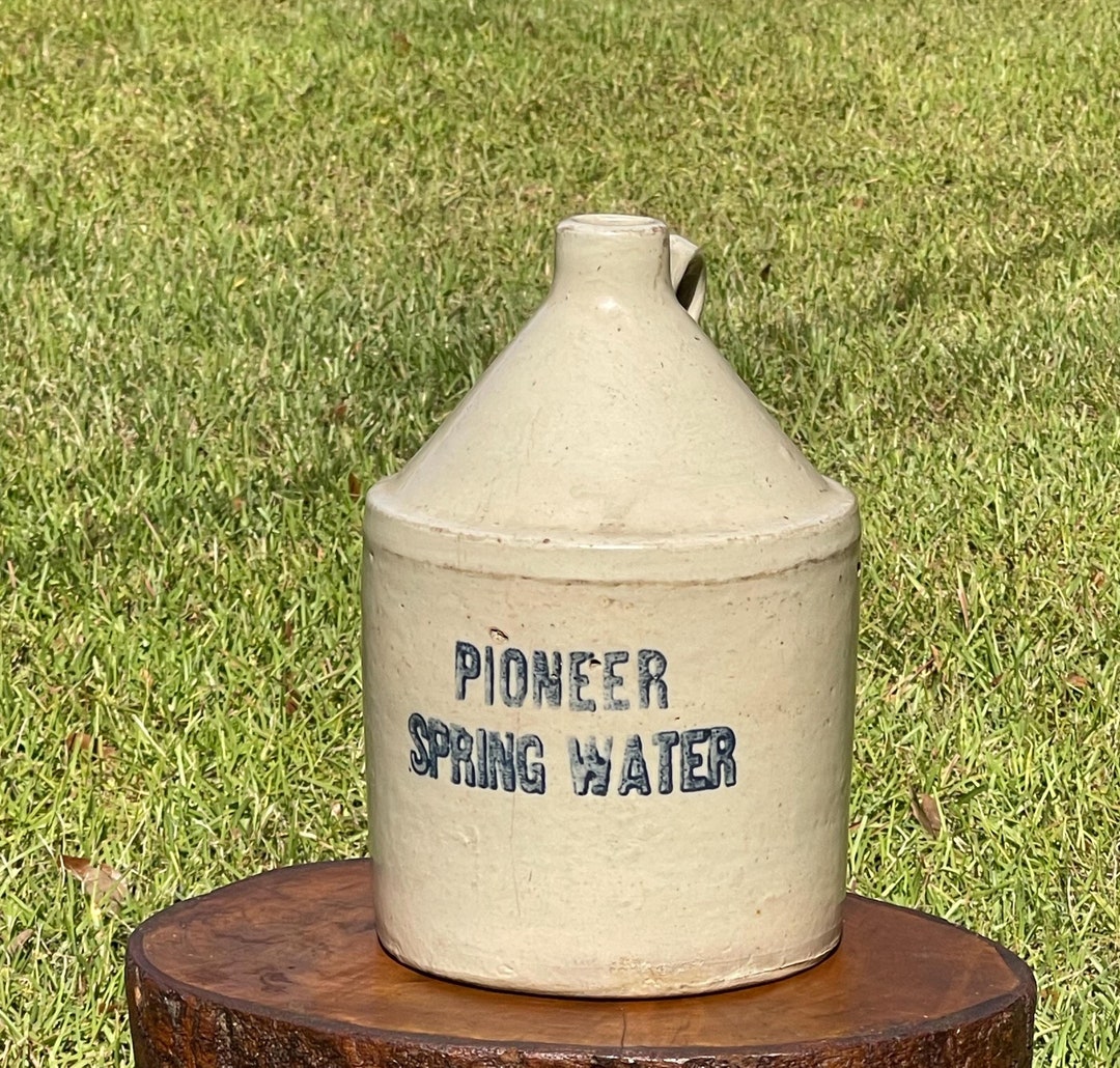Antique Crock, Pioneer Spring Water Jug, Salt Glaze, Farmhouse Decor ...