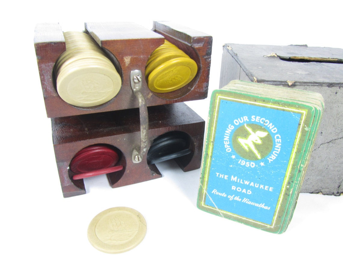 Vintage Poker Set Mad Men Card Game Casino Gambler Game - Etsy
