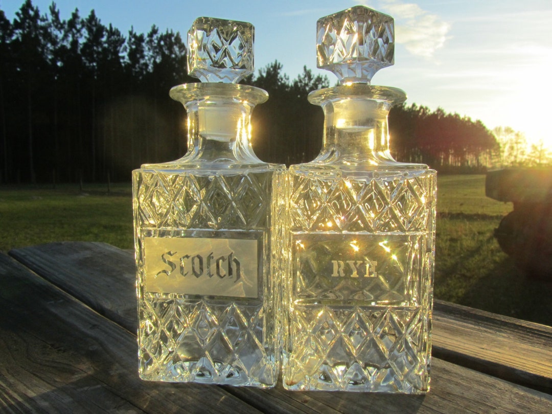 LIQUOR DECANTER, Vintage Crystal Decanter, Home Bar Decor, Scotch, Rye ...