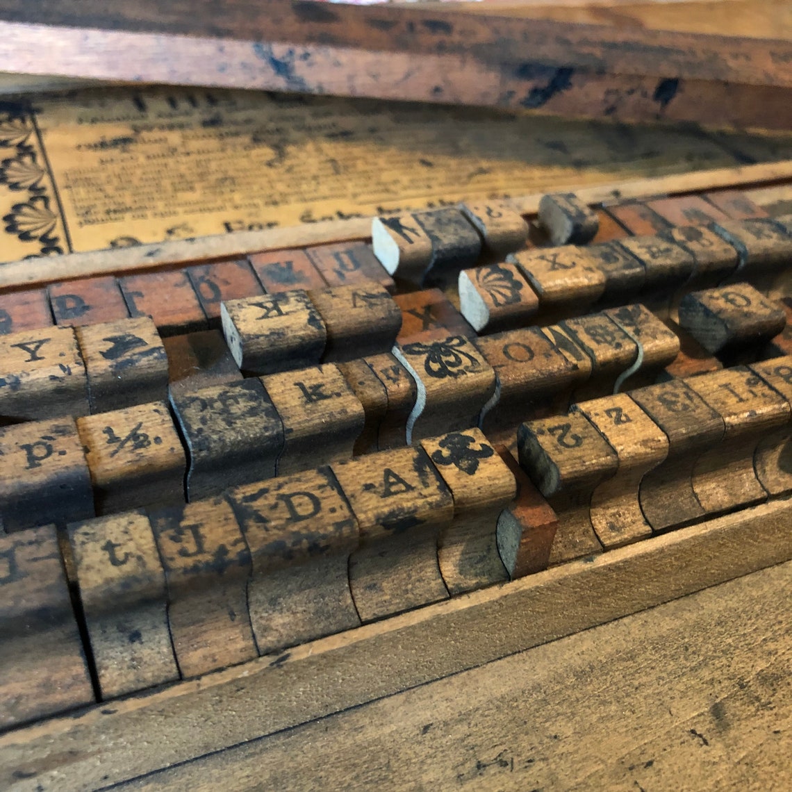 Antique Wood Letter Stamps Wood Box Sign Marker Ruler | Etsy