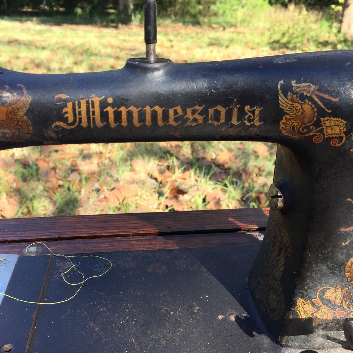 Antique Treadle Minnesota Model S Sewing Machine, Black and Gold ...