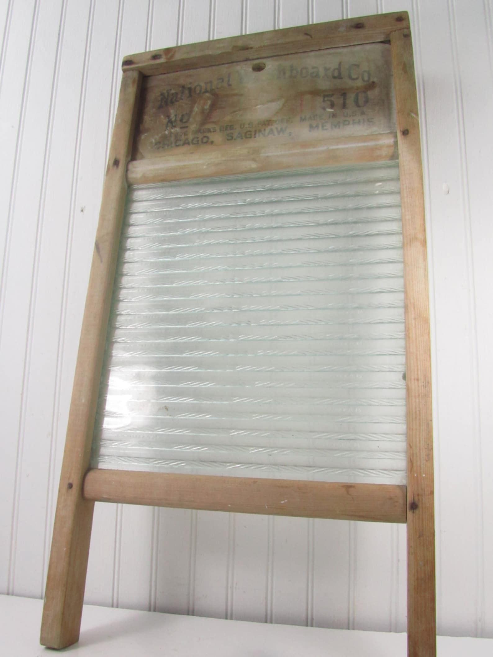 Vintage Washboard, Wood and Glass Washboard, National Washboard Company ...