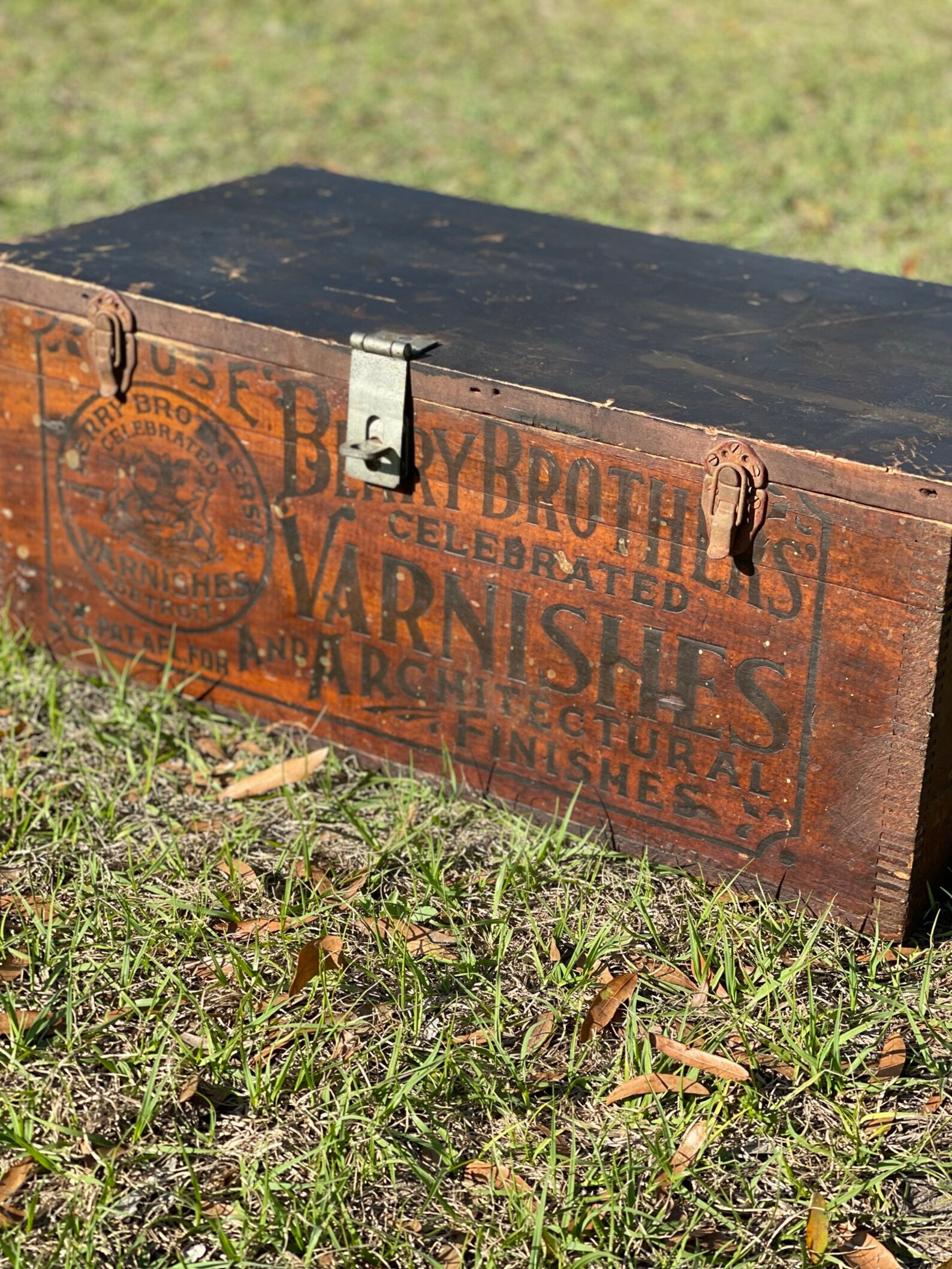 Antique Wood Box, Berry Brothers Varnish Crate, Industrial Box, Rustic ...