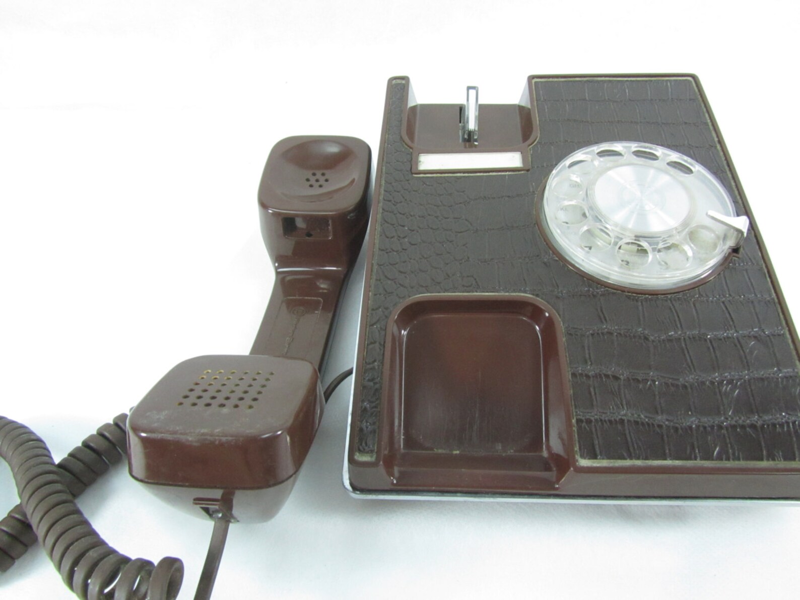 Vintage Dial Telephone, Brown Telephone, Faux Alligator Design, Dial ...