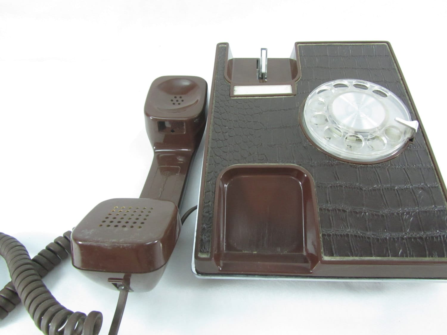Vintage Dial Telephone, Brown Telephone, Faux Alligator Design, Dial ...