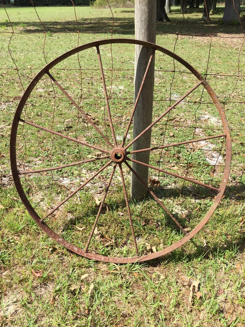Antique wagon wheel metal wheel iron works wall hanging | Etsy