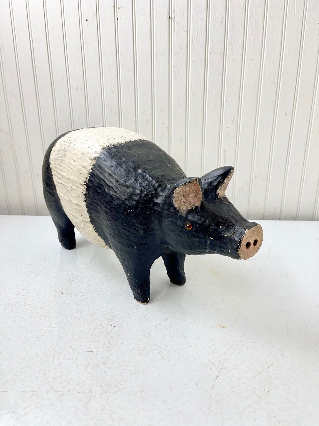 Hand Carved Wood Pig,folk Art, Whimsical Pig, Boho Decor, Farmhouse ...