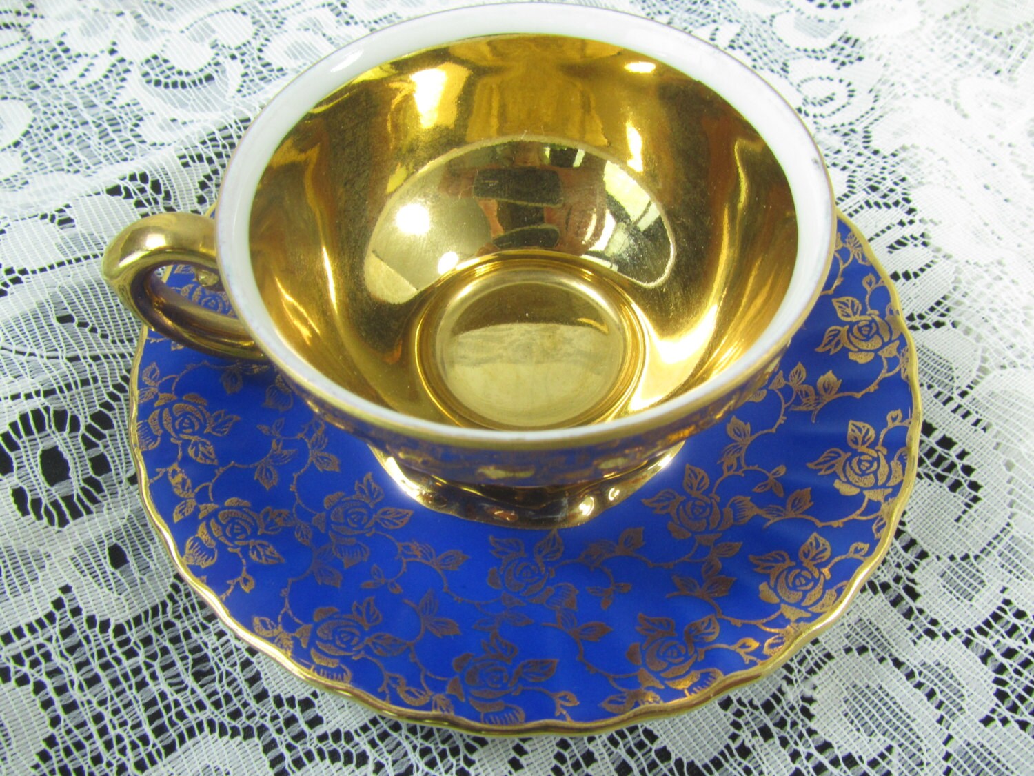 Demitasse Set Tea Cup Blue and Gold Tea Set EB Bavaria Tea | Etsy