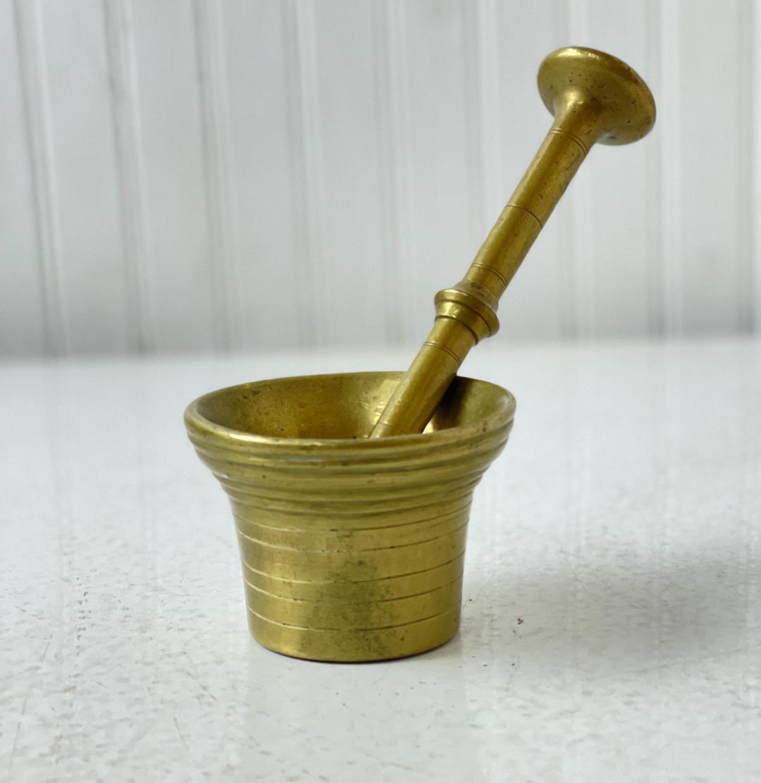 Brass Mortar and Pestle, Herb Grinder, Masher, Kitchen Decor, Medicine, Pharmacy, Druggists, - Etsy