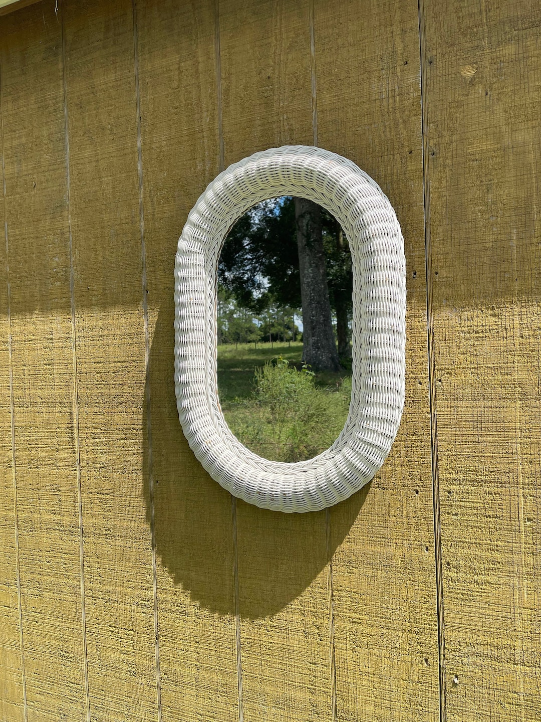 Wicker Mirror, Vintage Large Mirror, Shabby Chic Decor, Cottage Decor ...