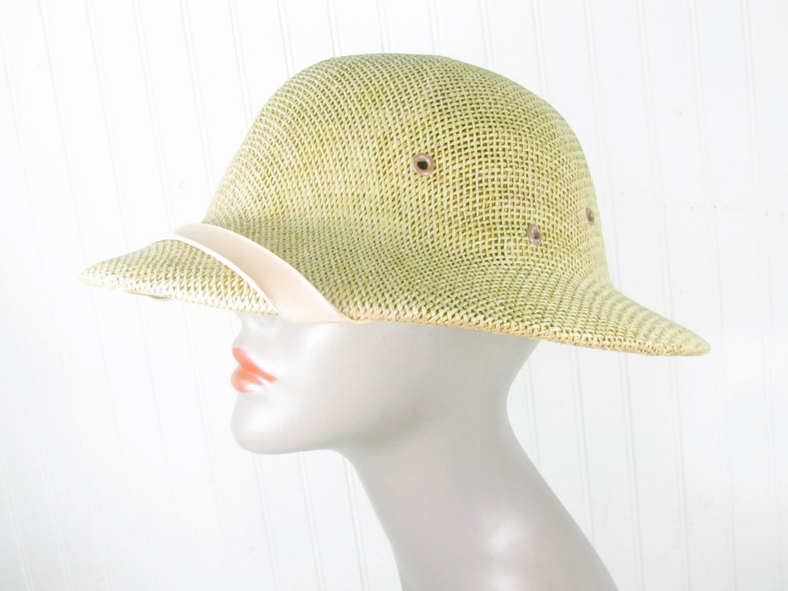 Vintage Pith Helmet, Safari Hat, Straw Hat, Mens Hat, Hat, 1950s ...
