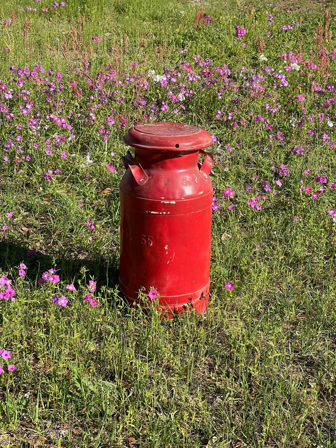MILK CAN, Red Milk Can, Milk Bottle, Metal Can, Foremost 12 55, Jug ...