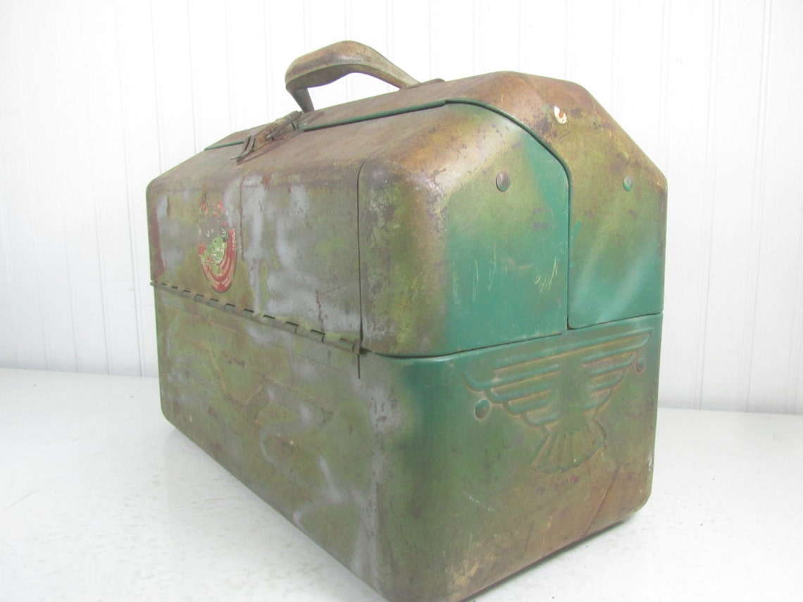 Vintage Metal Tackle Box Green Metal Box Fishing Box Tackle - Etsy