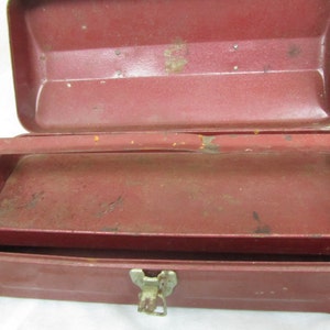Vintage Metal Box, Tool Box, Red Metal Box, Container, Storage Cabinet ...