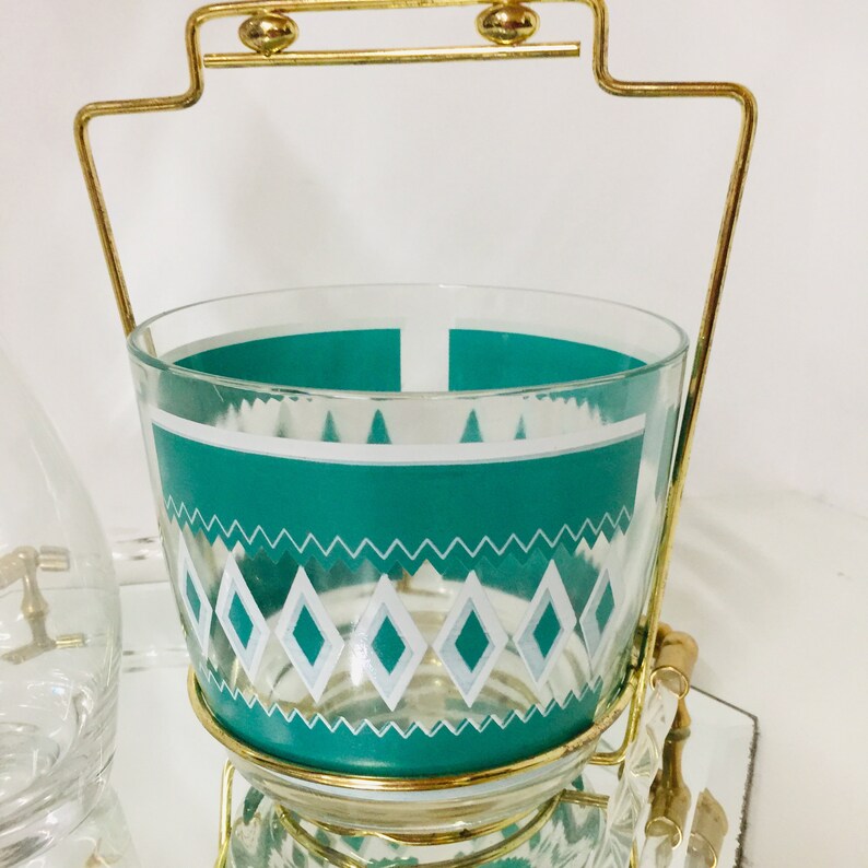 Vintage BAR WARE MCM Glassware Glass Ice Bucket Liquor - Etsy