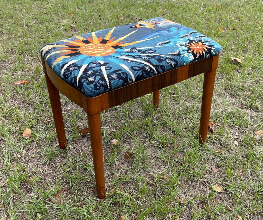 Vintage Footstool, Vintage Ornate Ottoman, Upholstered Foot Stool ...