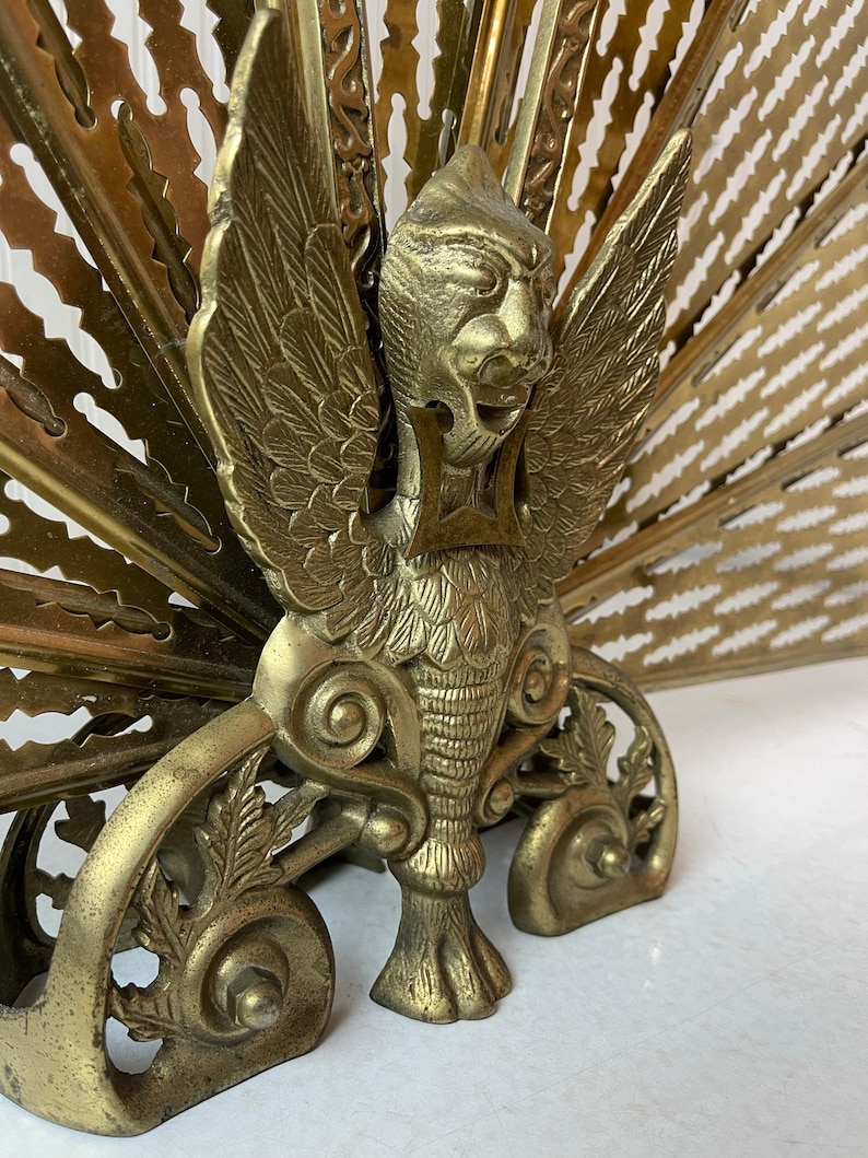Vintage Brass Fireplace Screen, Shabby Chic Décor, Ornate Metal ...