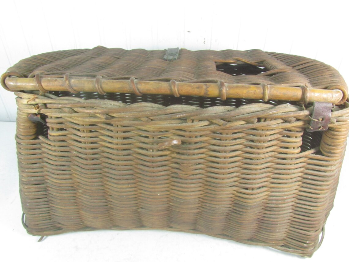 Antique Creel Basket, Vintage Fishing Basket,1930s Decor, Fishing ...