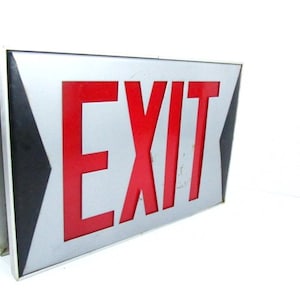 Exit Sign, Metal Sign, Vintage Sign, Store, Industrial Decor, Red, Gray ...