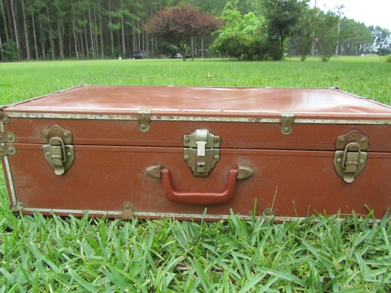 VINTAGE SUITCASE, Metal Trunk, metal suitcase, Mid Ce… - Gem