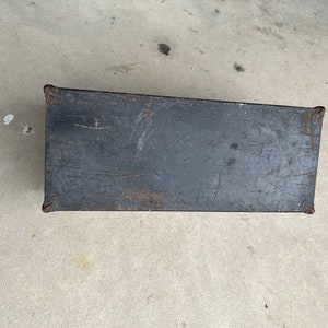 Vintage Metal Box, Tool Box, Black Metal Box, Container, Rusty Metal ...