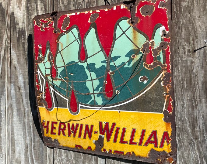 Vintage Metal Sign, Sherwin Williams Sign, Large Vintage Advertisement ...