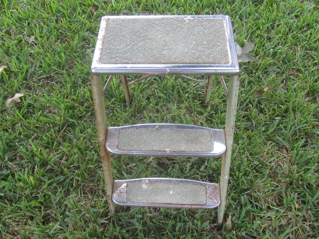 Vintage Metal Step Ladder, Small Ladder, Kitchen Stool, Rustic, Photo ...