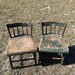 Antique Short Back Chairs, Primitive Chairs, Pair of Wood Chairs, Half ...