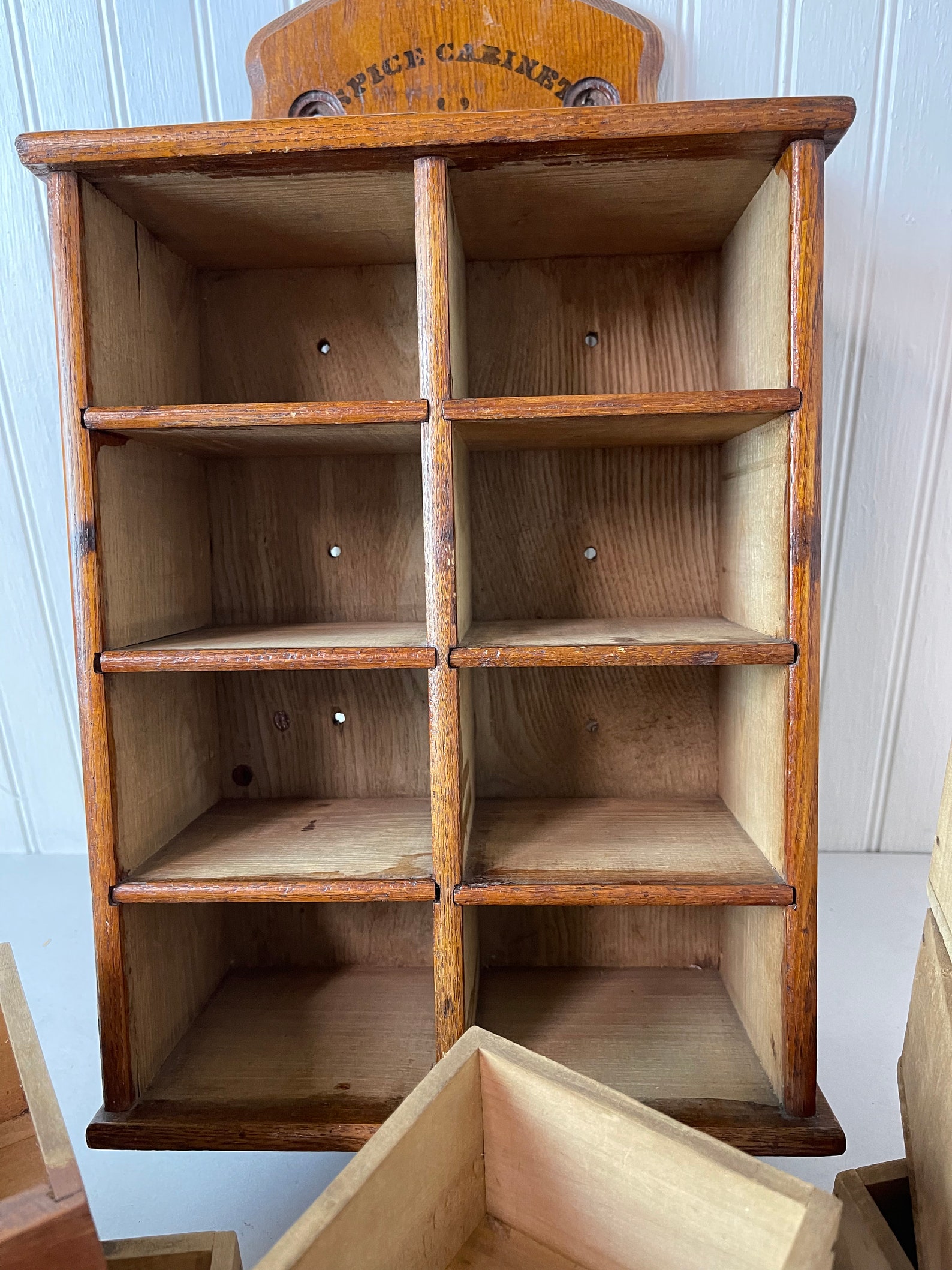 Antique Spice Cabinet, Wood Wall Cabinet, Spice Drawer, Vintage Spice ...