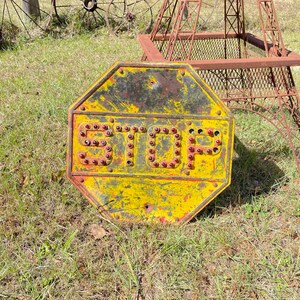 Stop Sign, Cat Eye Stop Sign, Metal Sign, Yellow Stop Sign, Man Cave ...