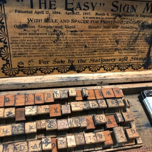 Antique Wood Letter Stamps, Wood Box, Sign Marker, Ruler, Office Decor ...