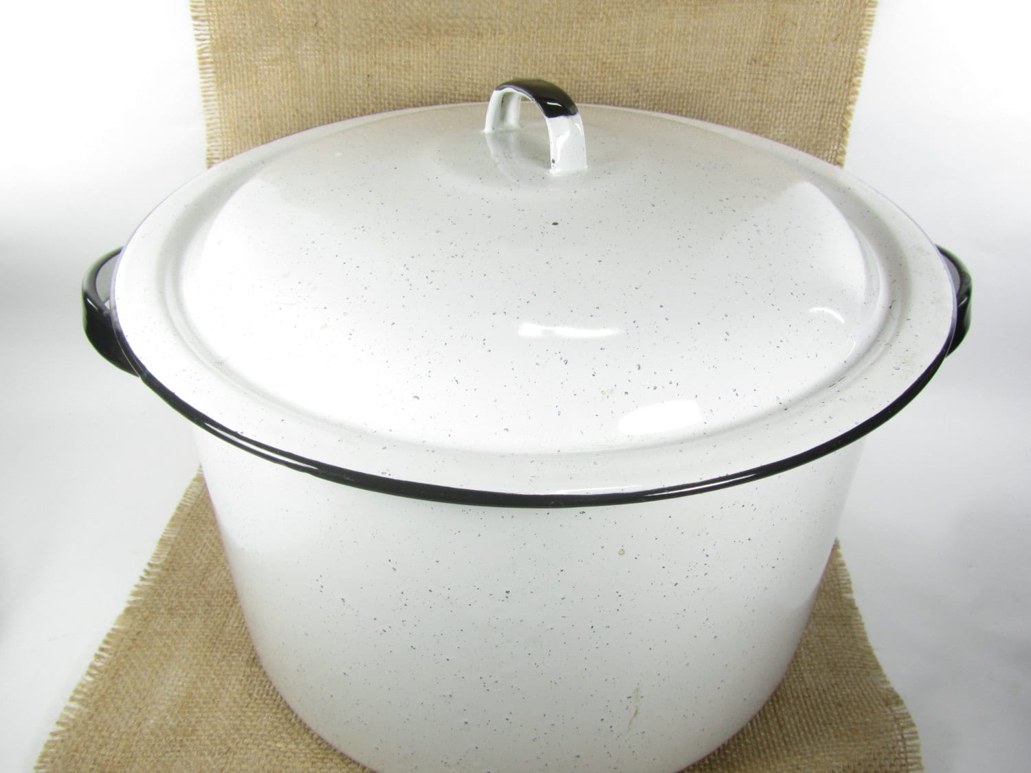 Large Vintage Enamel Pot French Enamelware - Etsy