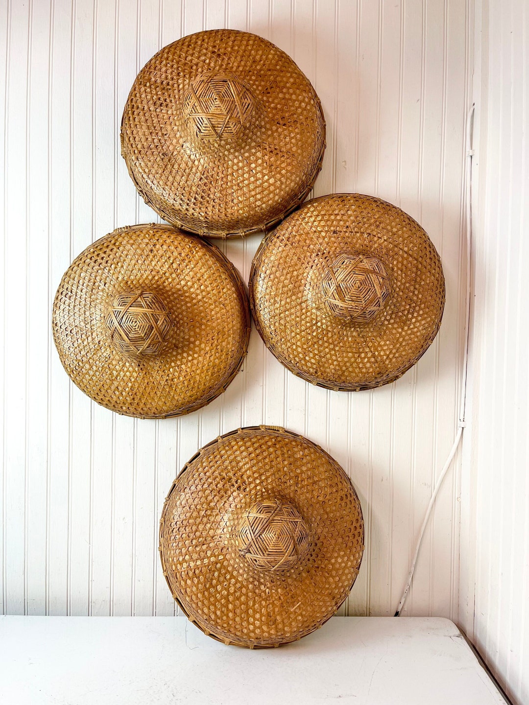 Vintage Hat, Straw Hats, Vietnamese Rice Hats, Wicker Hat, Authentic ...