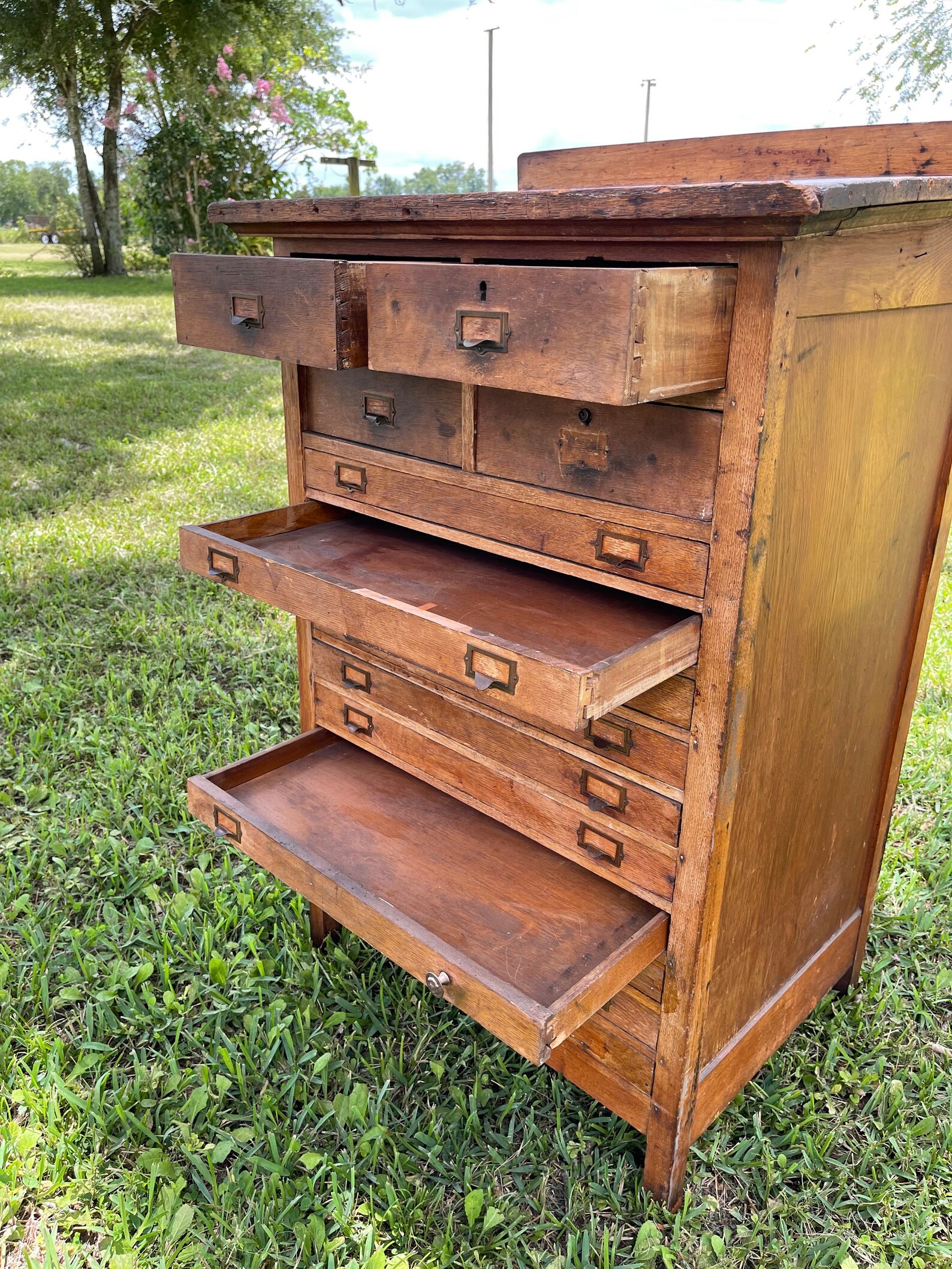 Antique Cartographer Cabinet, Twelve Drawer Cabinet, Chest of Drawers ...