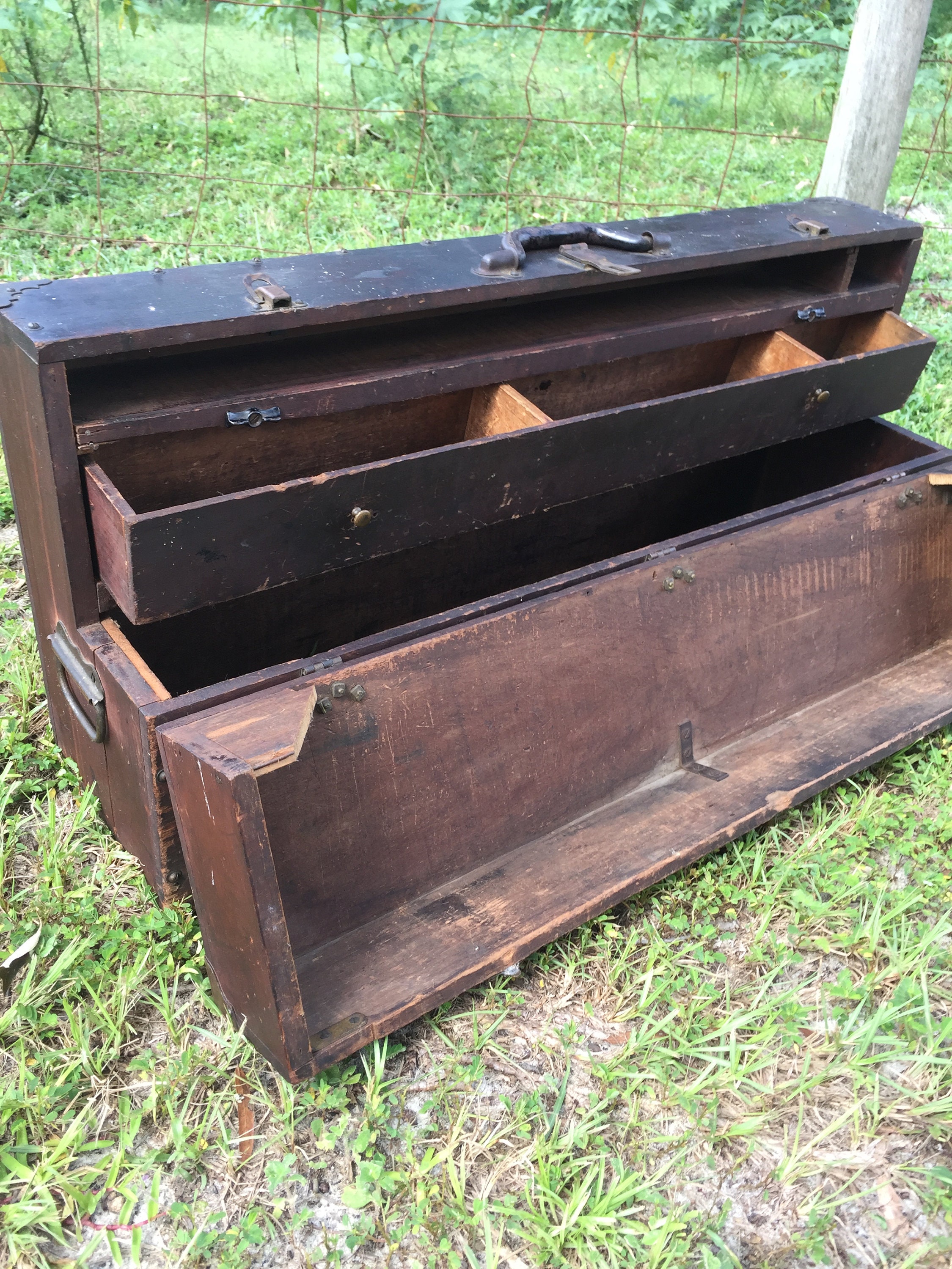 Vintage Wood Box Carpenters Boxtool Box Drawers Display | Etsy