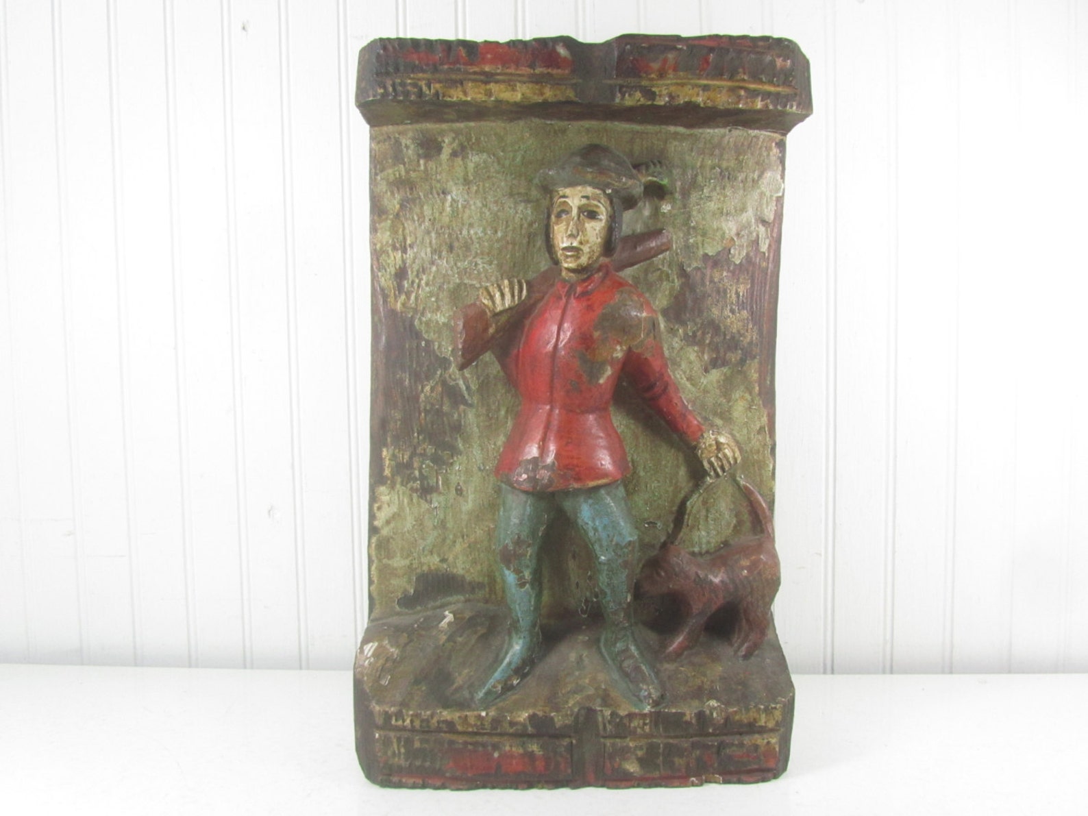 Vintage Hunting Sculpture Hand Carved Hunter Wood Plaque - Etsy