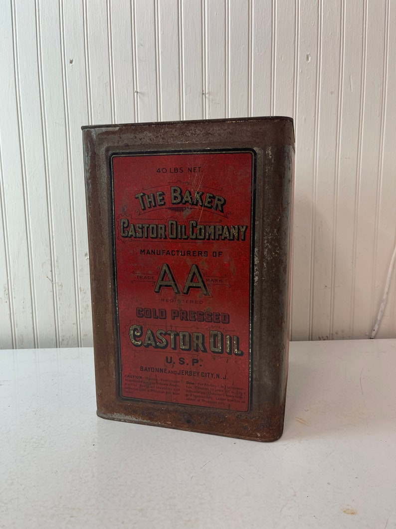 Antique Castor Oil Can, Vintage Advertising, Large Can, Metal Container ...