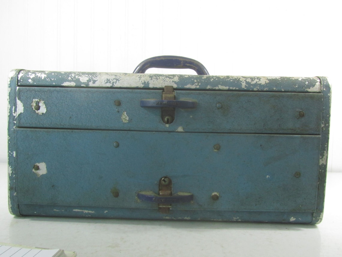 Vintage Metal Tackle Box Blue Metal Box Fishing Box Tackle - Etsy