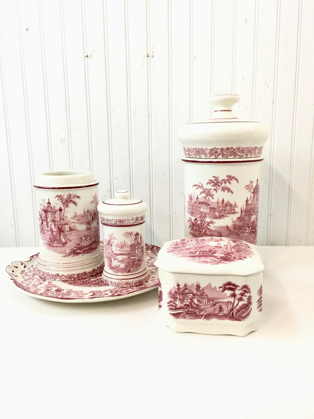 VINTAGE JAR, Porcelain Canister Set, Antique Tobacco Jar, Victorian ...