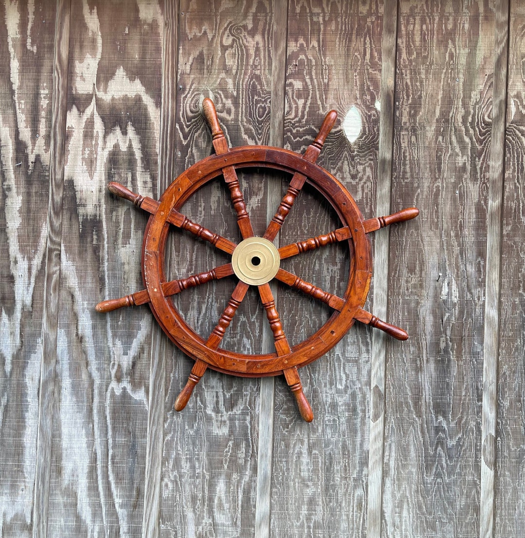 Vintage Ships Wheel, Home Decor, Beach Decor, Nautical Decor, Boat ...