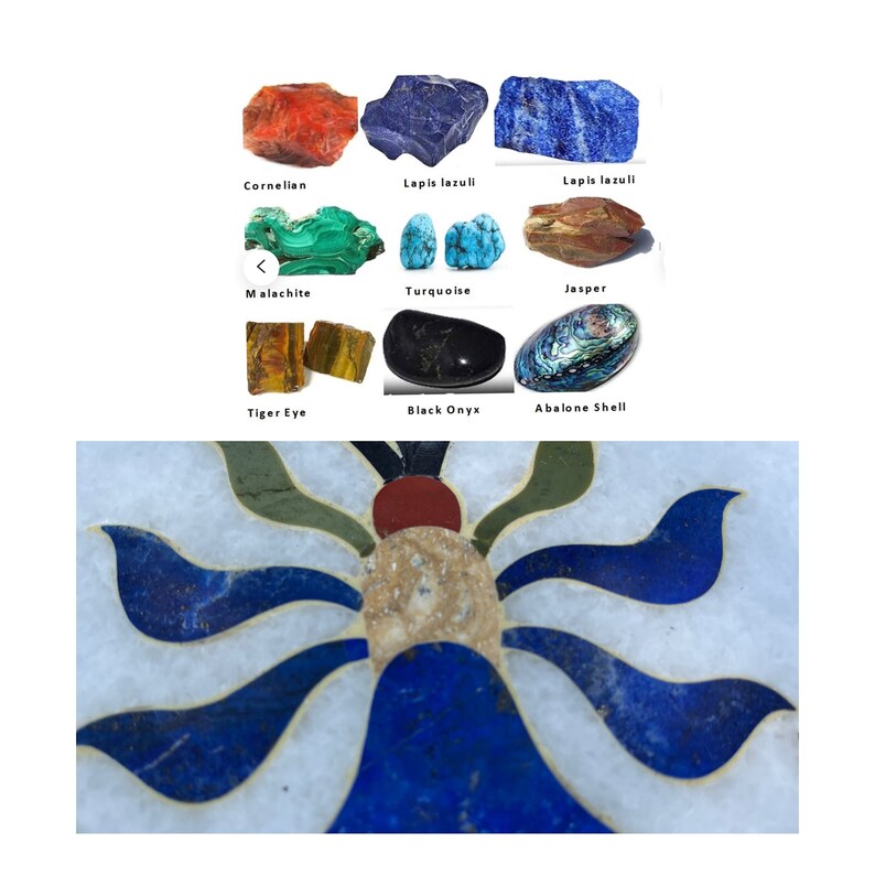 Vintage Marble Table Gem Stone Table Side Table Ornate - Etsy