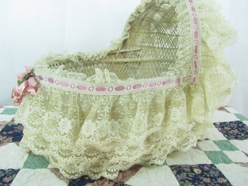 Vintage Doll Basinet Photo Prop Doll Furniture Wicker - Etsy