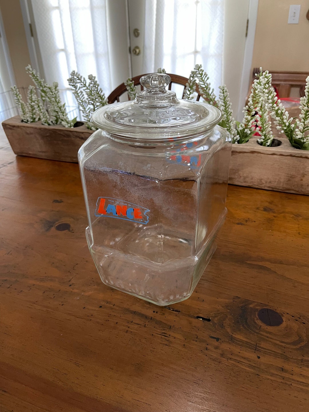 VINTAGE LANCE GLASS Jar, Peanut Jar, General Store, Cracker Jar ...