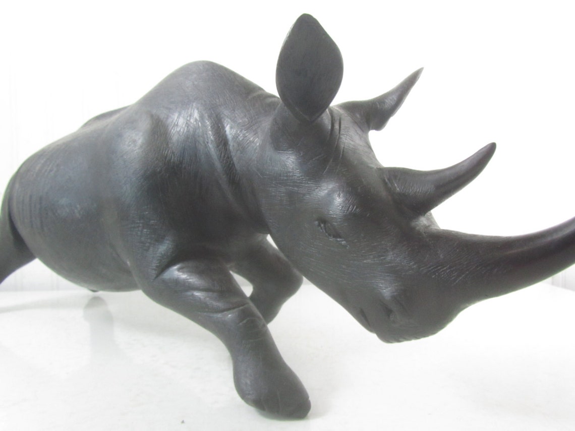 Wood Rhinoceros, Large Rhino Figurine, Iron Wood Ebony, Home Decor ...