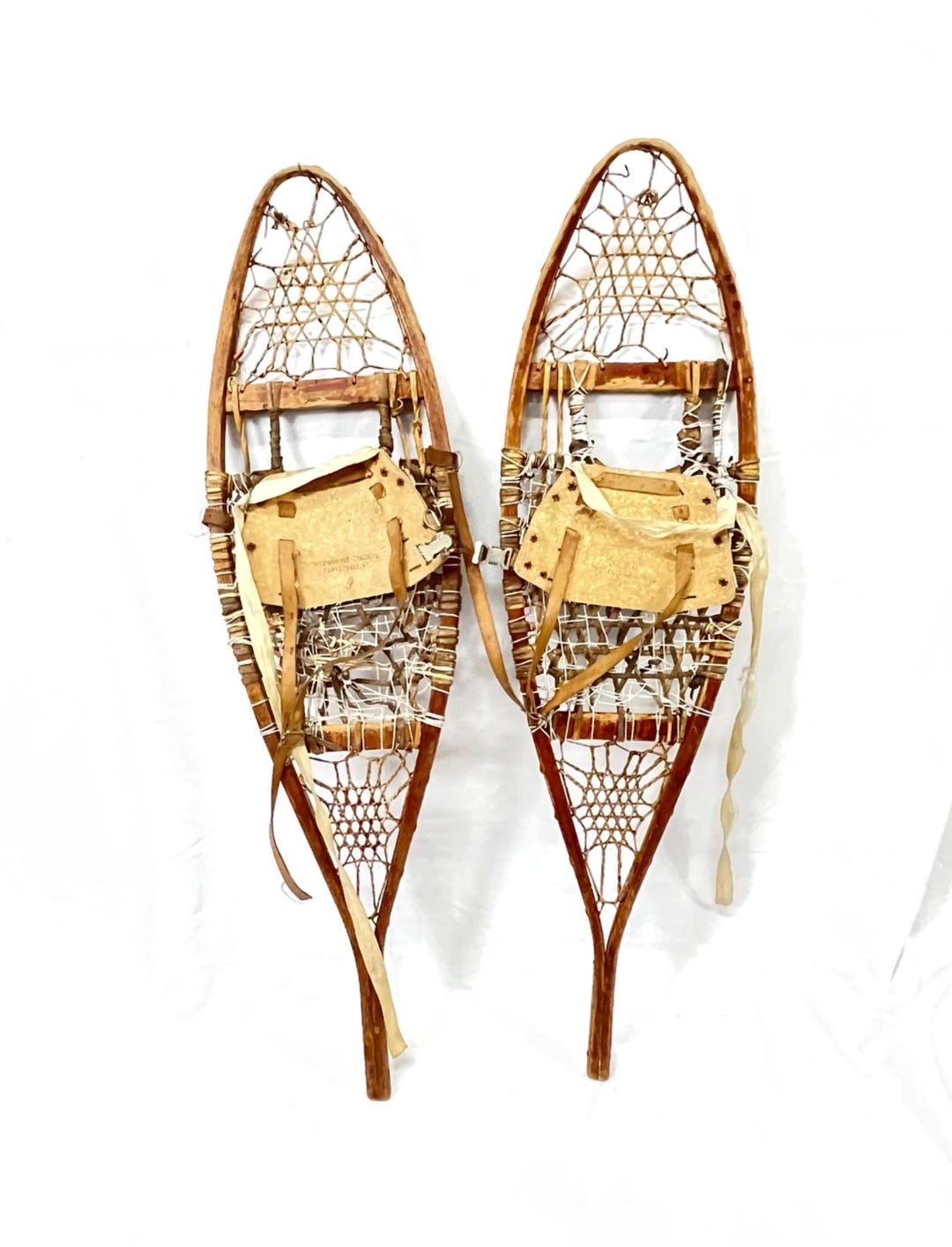 VINTAGE PENOBSCOT Snowshoe Co. Wood Snow Shoes, Rawhide Snow Shoe ...