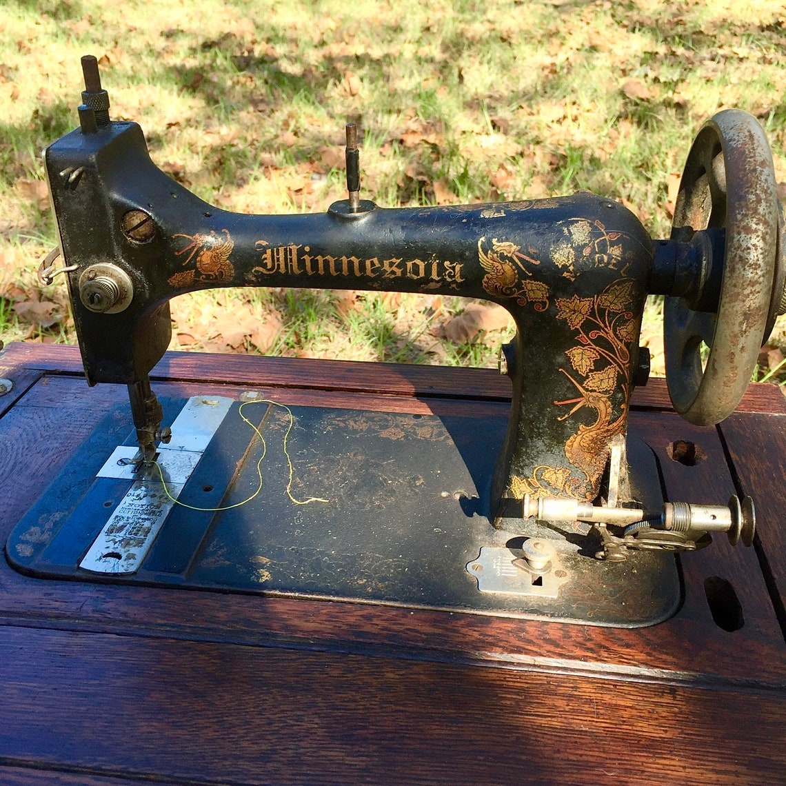 Antique Treadle Minnesota Model S Sewing Machine, Black and Gold ...