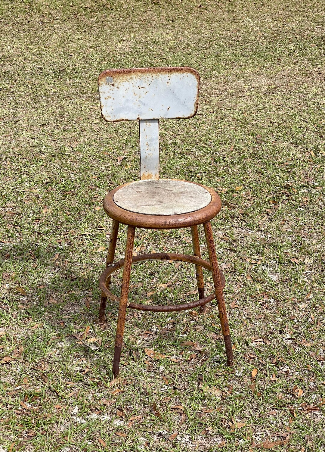 Vintage Metal Stool With Seat Back, Kitchen Stool, Photo Prop, Metal ...