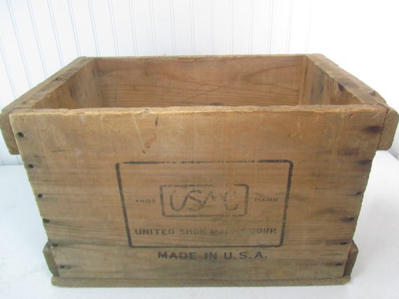 Wood Crate USMC United Shoe Mach. Corp. Wood Box Vintage - Etsy