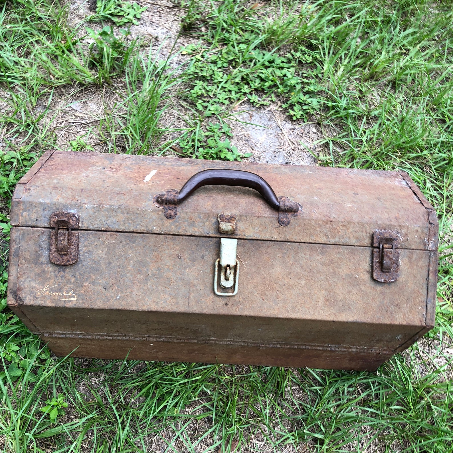 Vintage Metal Tool Box Toolbox Gray Metal Box Metal - Etsy
